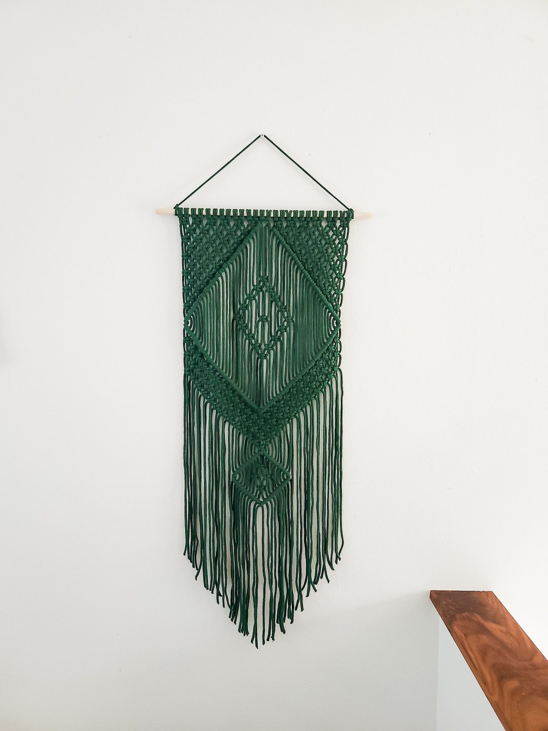 Handmade Forest Green Macrame Wall Hanging: Boho Woven Decor - Etsy