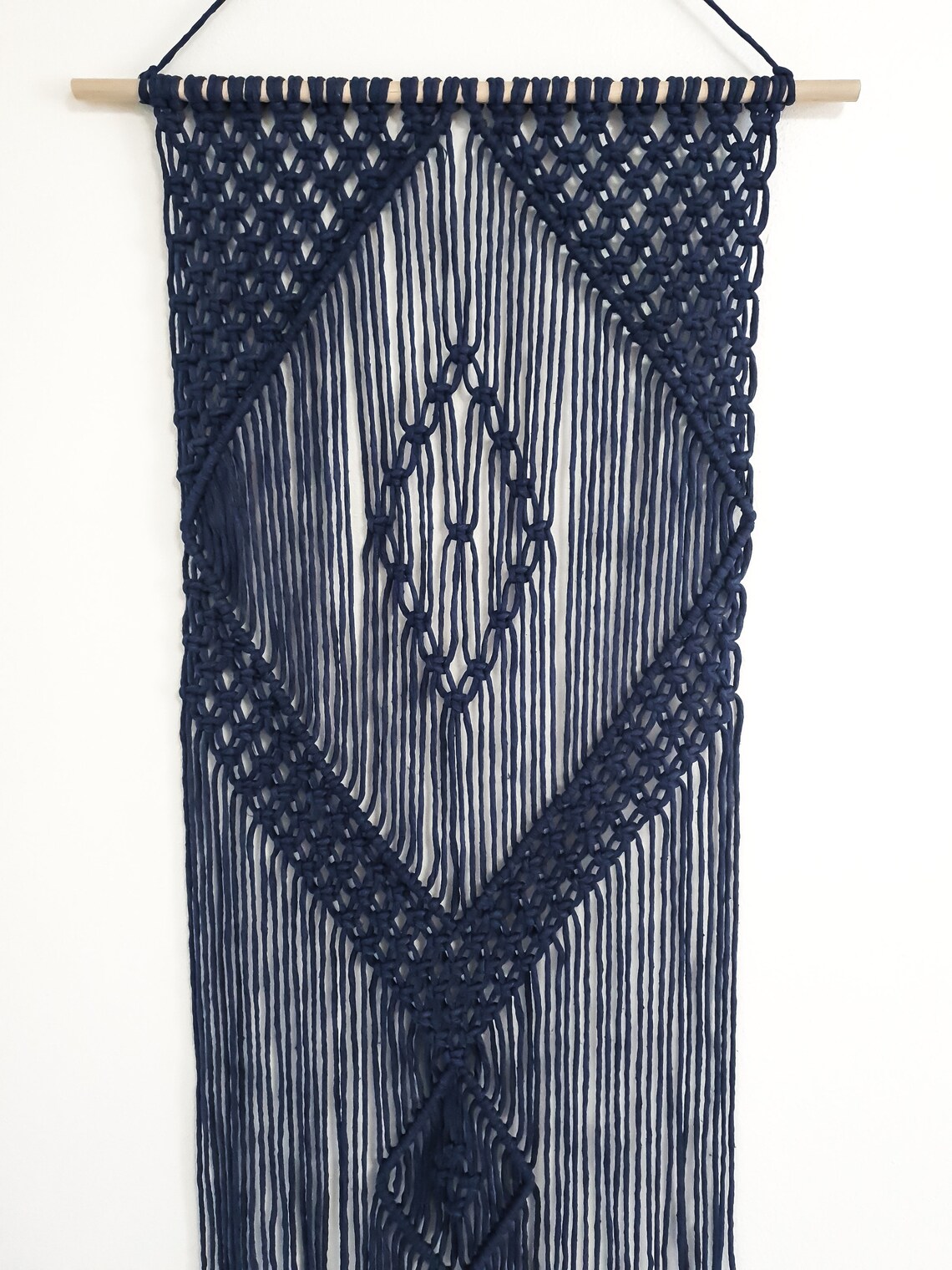 Navy Colored Cotton Rope Macrame Wall Hanging // Handmade in - Etsy