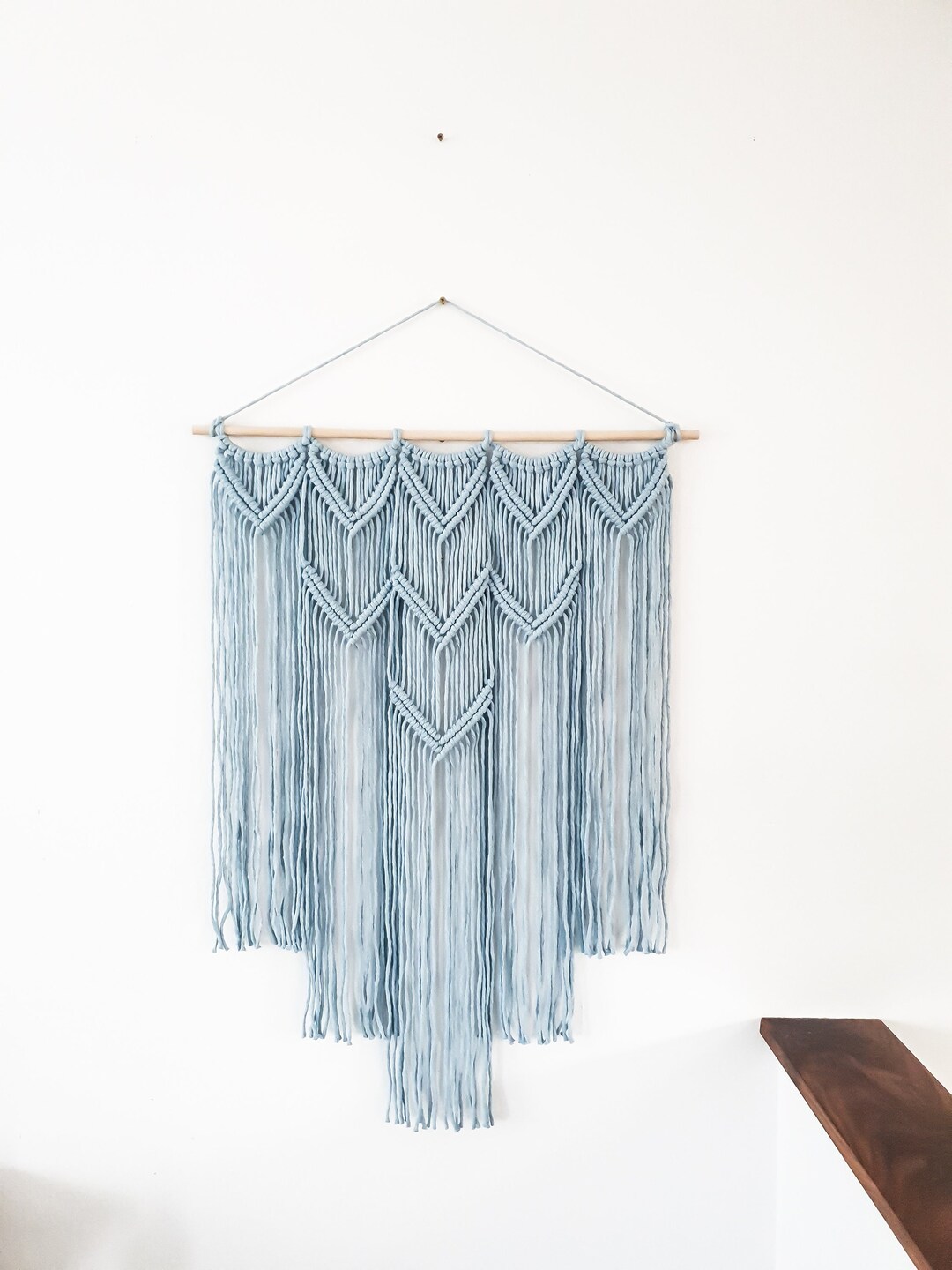 Large Macrame Wall Hanging: Light Blue Boho Nursery Decor - Etsy