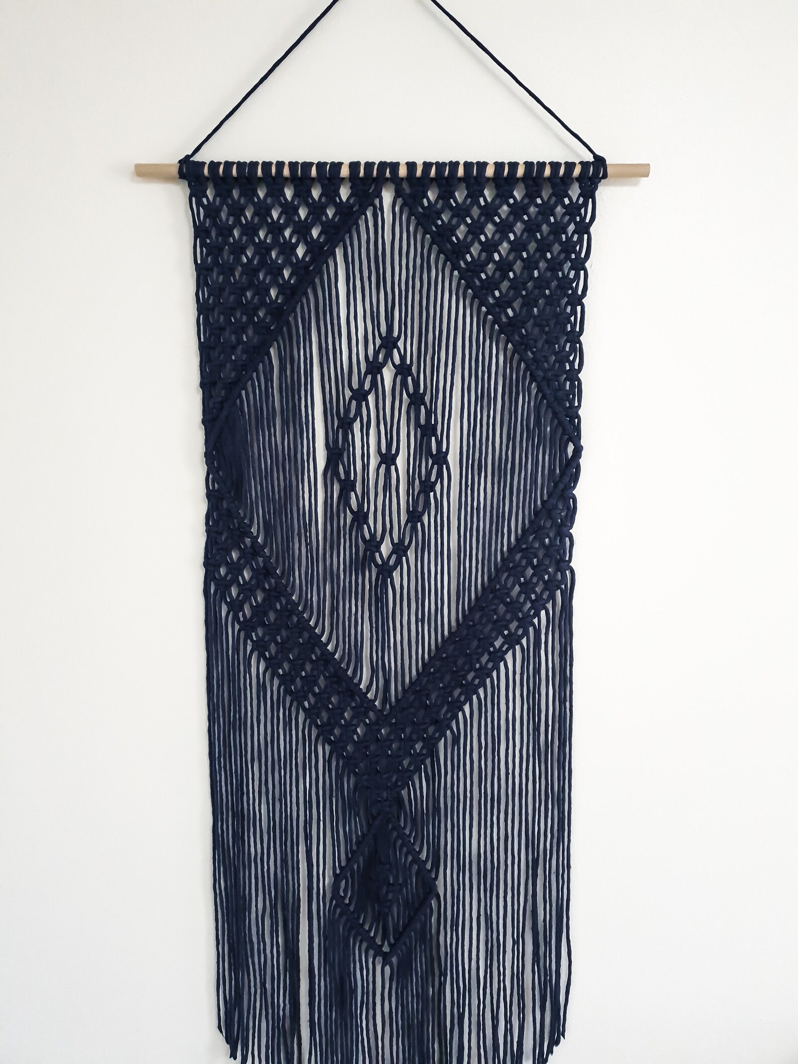 Navy Colored Cotton Rope Macrame Wall Hanging // Handmade in - Etsy