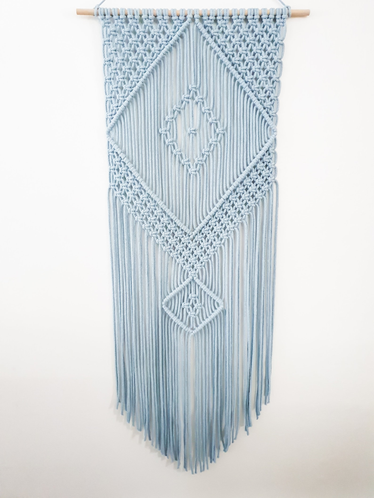 Handmade Light Blue Macrame Wall Hanging Bohemian Decor | Etsy