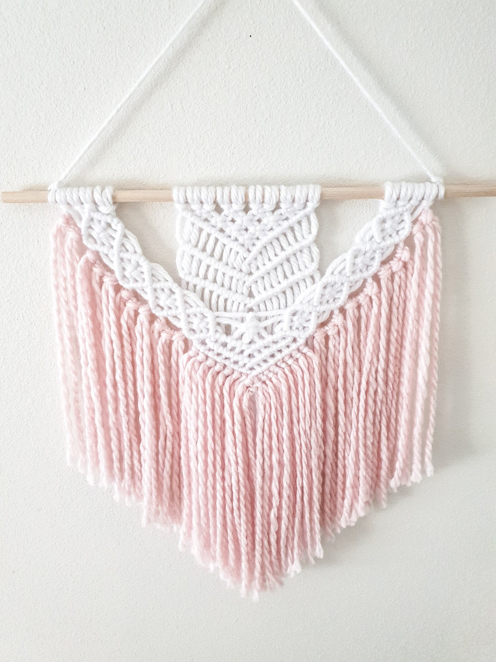Handmade Pink and White Macrame Wall Hanging Two Options: | Etsy