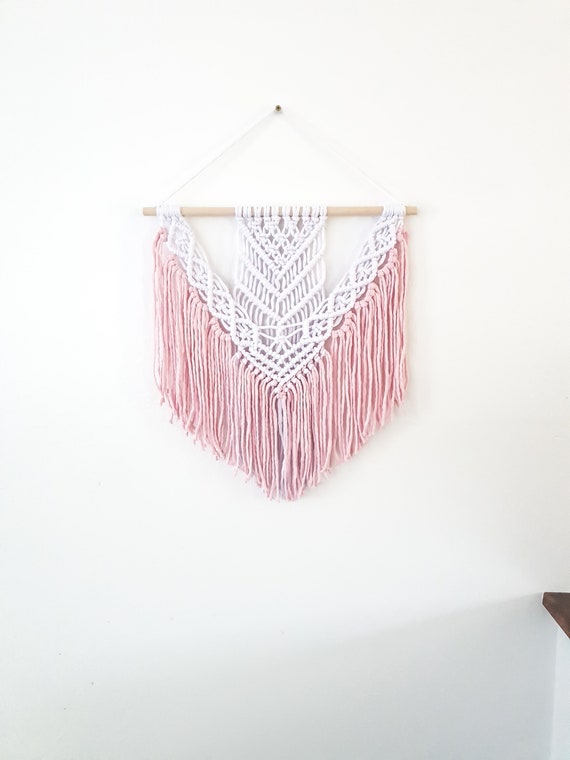 Handmade Pink and White Macrame Wall Hanging Two Options: | Etsy