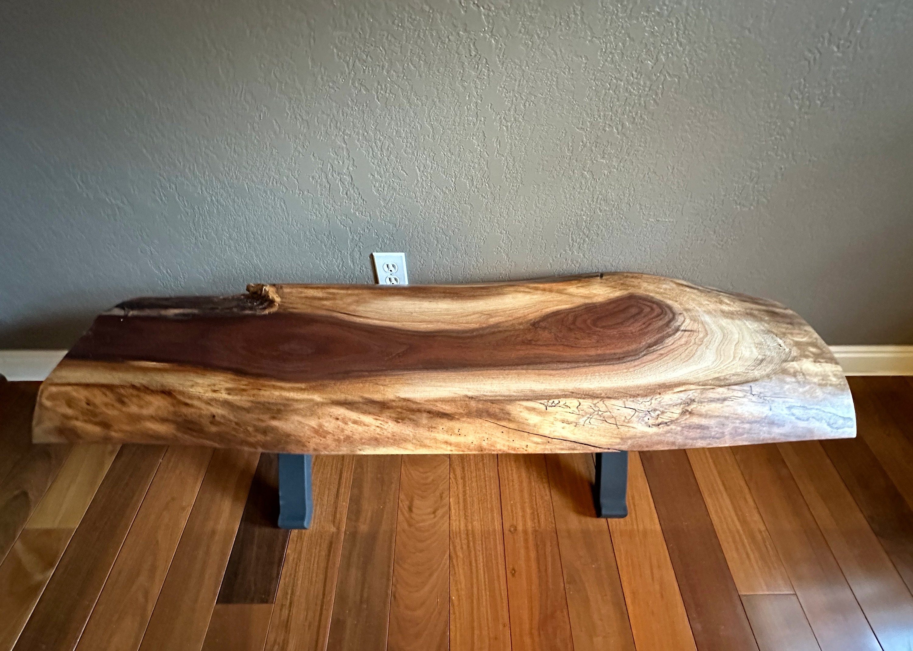 Walnut Live-edge Bench/coffee Table With Adjustable - Etsy