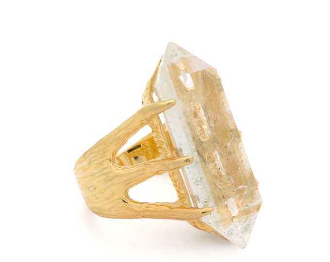 Crystal Talon Ring | Gold / Quartz Crystal - Etsy