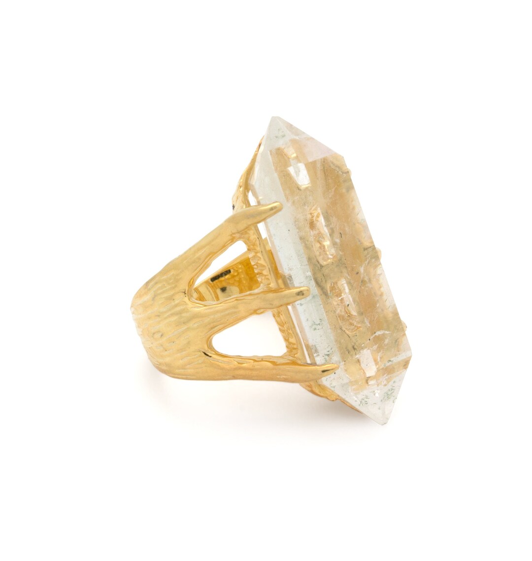 Crystal Talon Ring | Gold / Quartz Crystal - Etsy