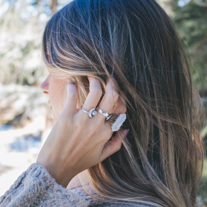 Talon Crystal Ring Silver / Quartz - Etsy