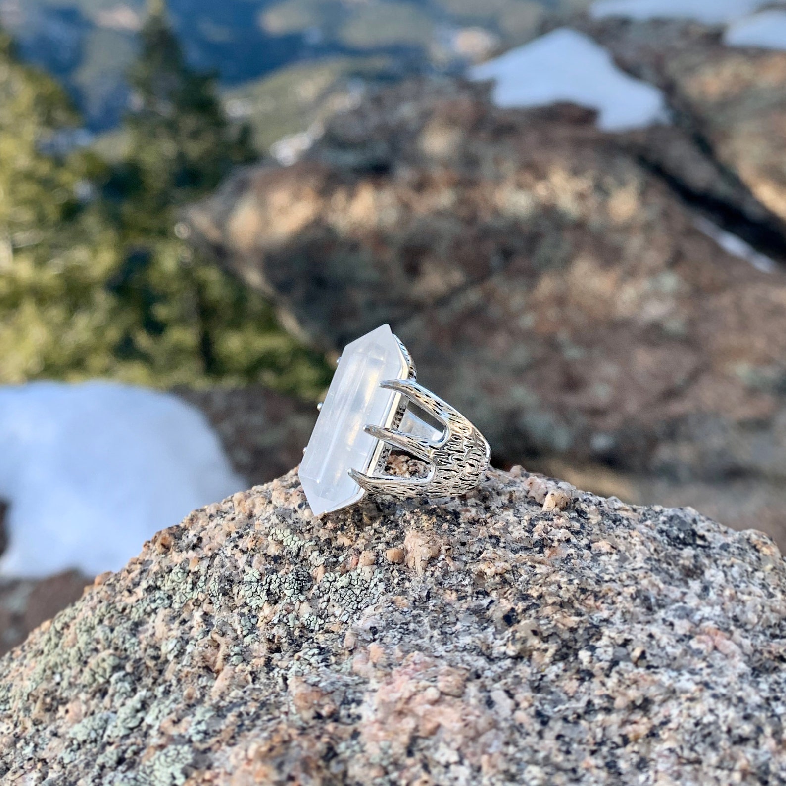 Talon Crystal Ring Silver / Quartz - Etsy
