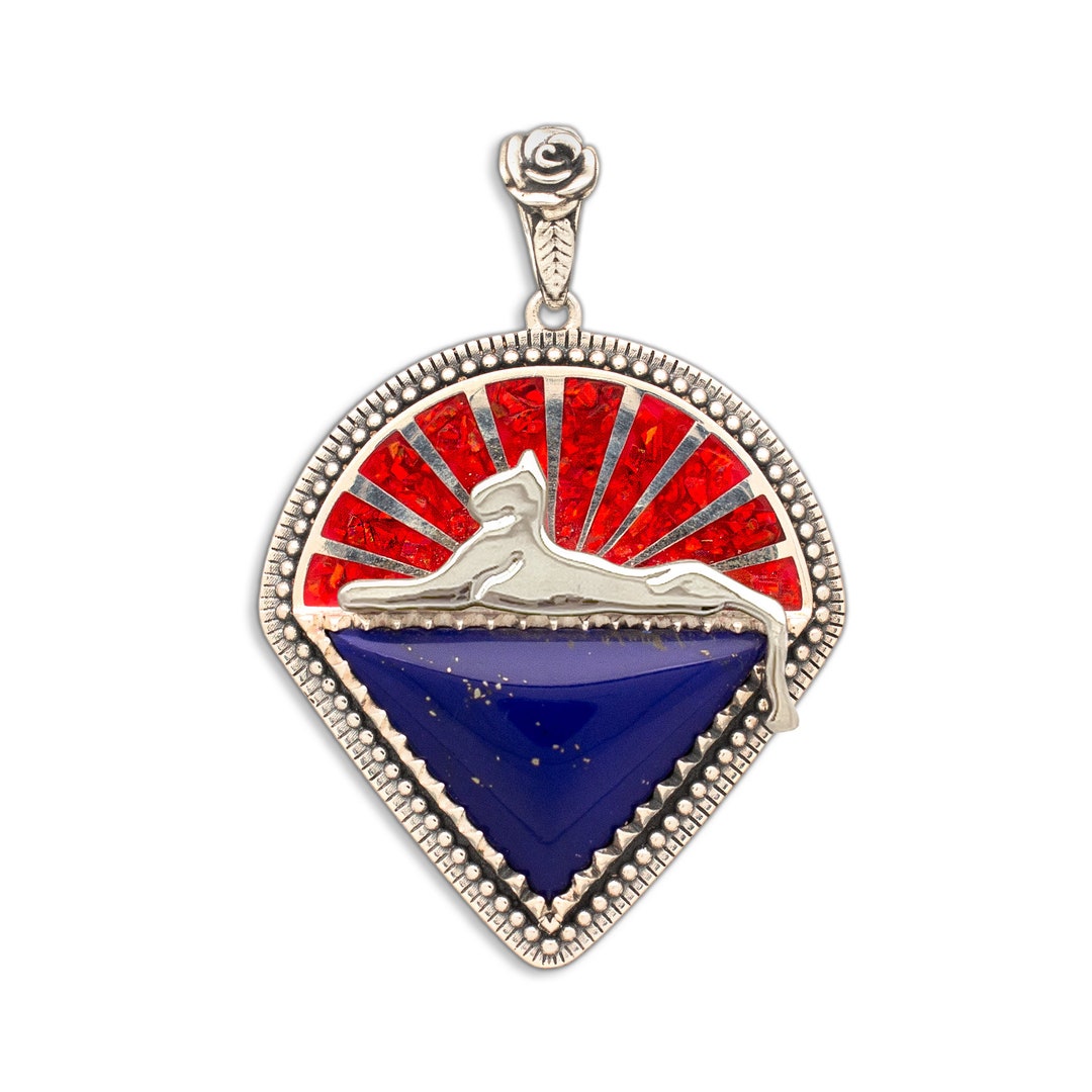 Grateful Dead Cats Under the Stars Pendant | Lapis Lazuli / Red Opal - Etsy
