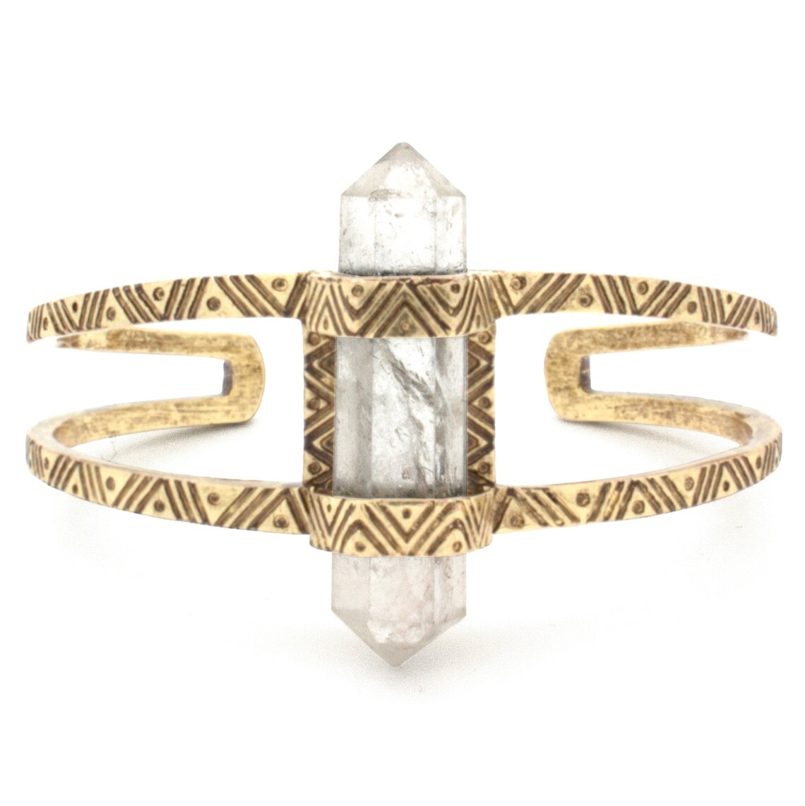 Crystal Cuff Bracelet Gold / Quartz - Etsy