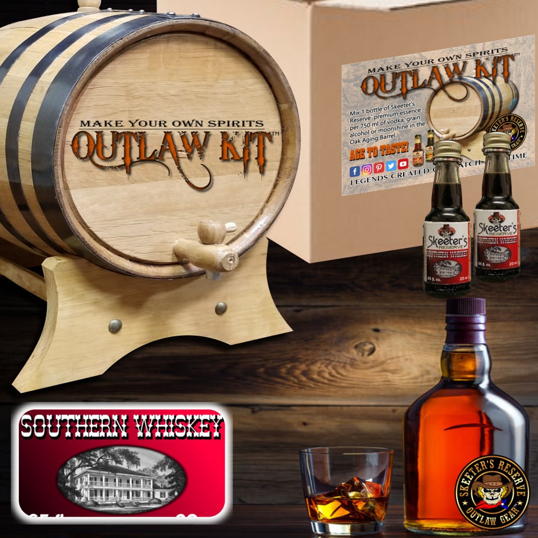 Outlaw Kit Make Your Own Southern Whiskey, Natural Oak With Black Hoops ...