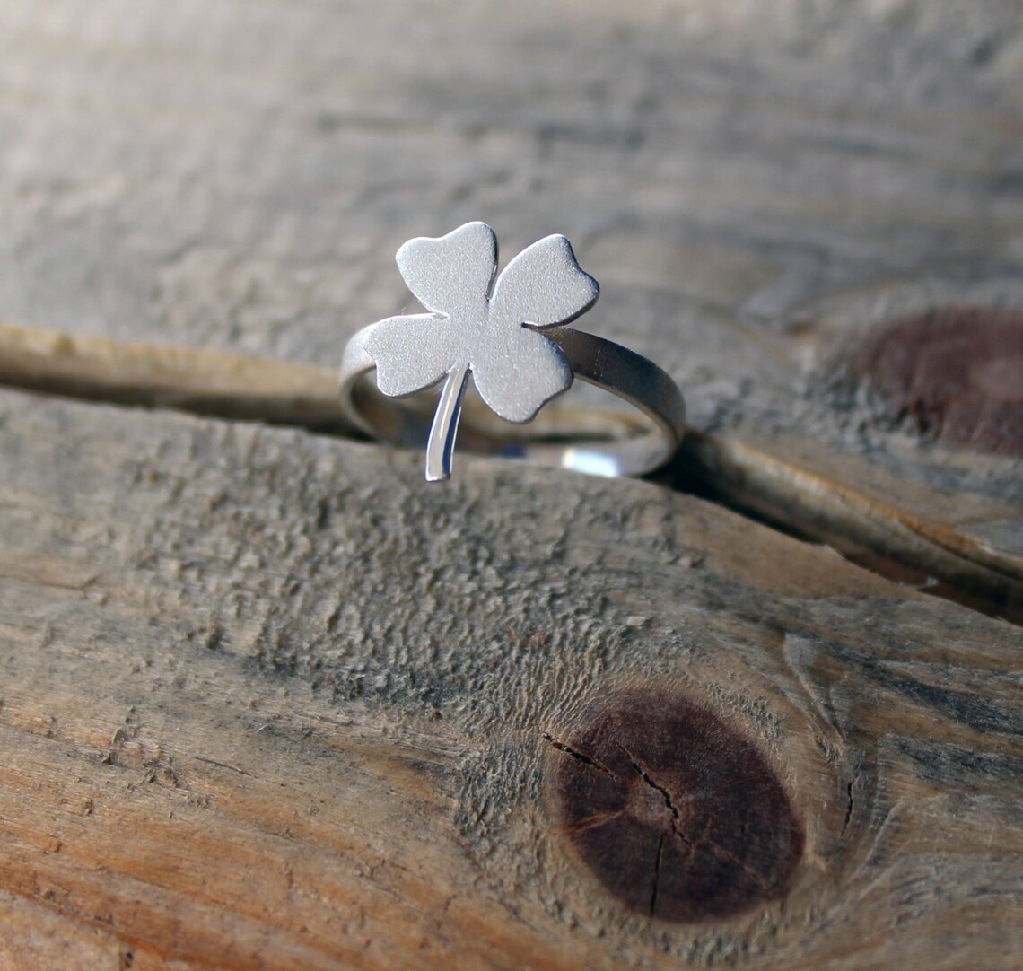 Silver Ring-silver Clover Ring-silver Shamrock Ring Four Leaf Clover ...