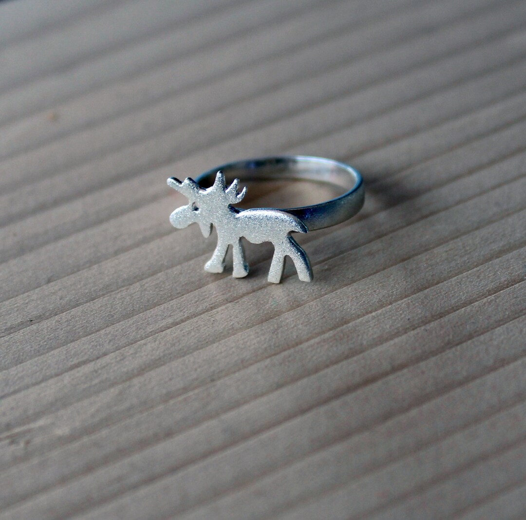 Silver Moose Ring-moose Charm-sterling Silver Elk Ring-silver Animal ...