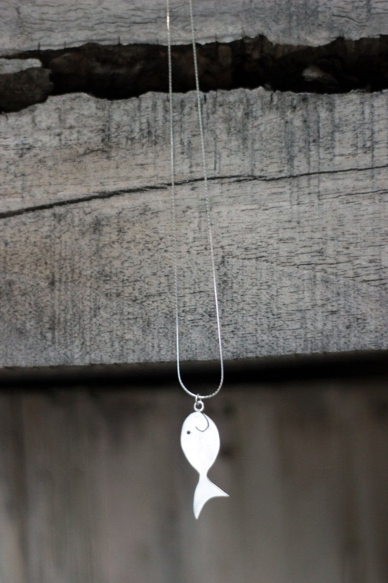 Sterling Silver Fish Necklace-silver Animal Jewelry-silver - Etsy
