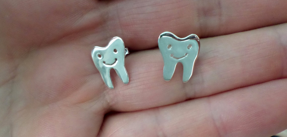 Sterling Silver Teeth-tooth Stud Earrings-silver Studs-dentist - Etsy ...