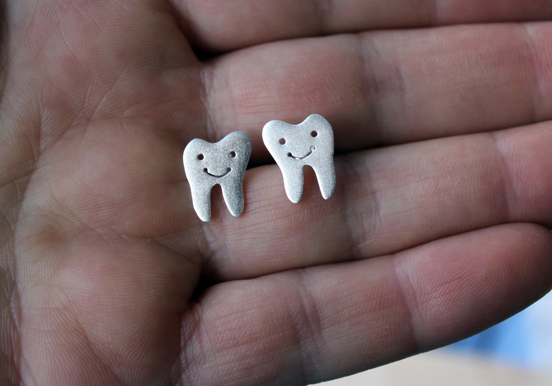 Sterling Silver Teeth-tooth Stud Earrings-silver Studs-dentist - Etsy ...