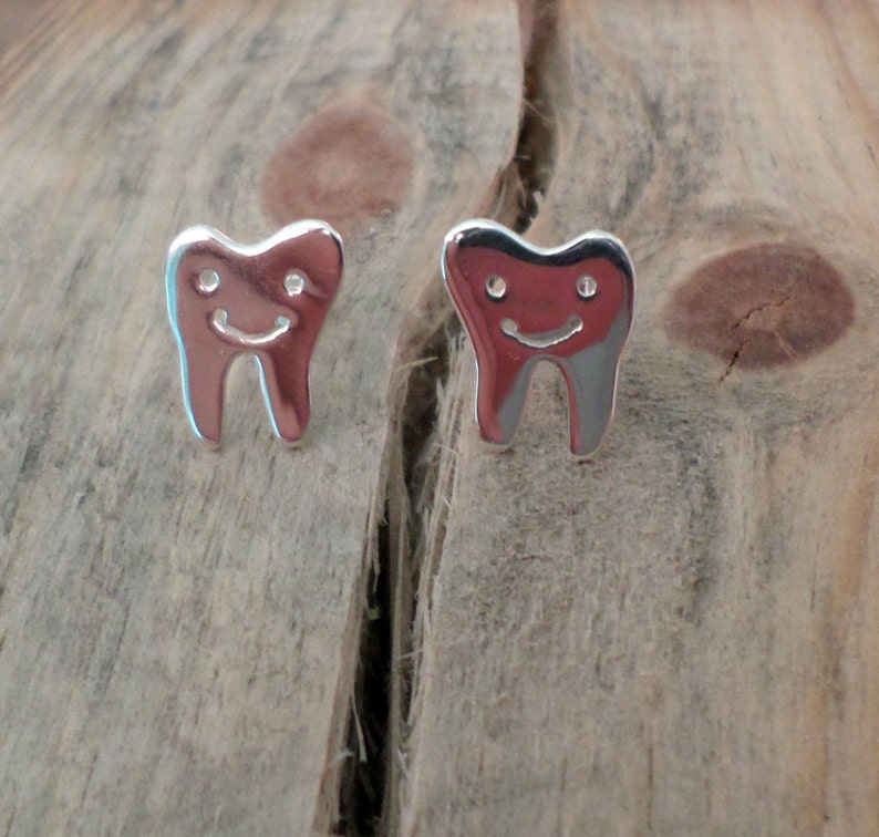 Sterling Silver Teeth-tooth Stud Earrings-silver Studs-dentist - Etsy ...