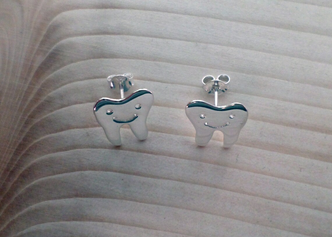 Sterling Silver Teeth-tooth Stud Earrings-silver Studs-dentist - Etsy ...