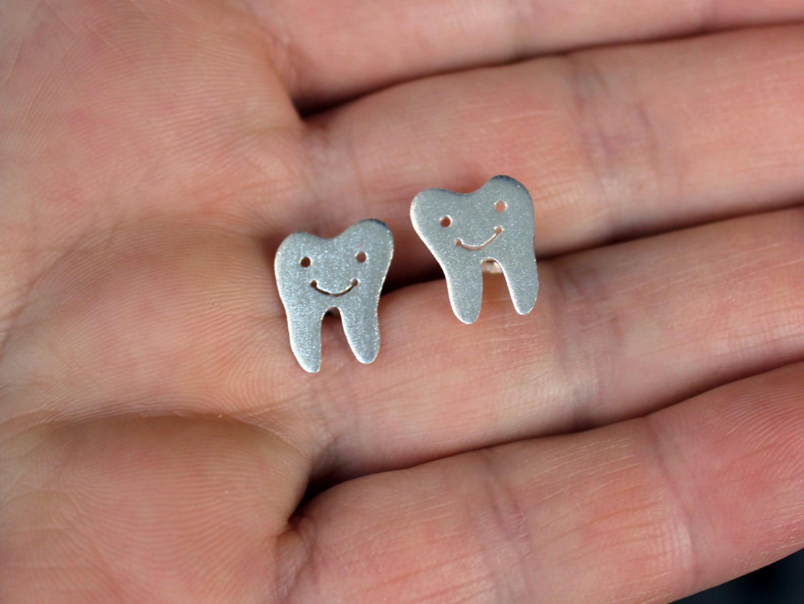 Sterling Silver Teeth-tooth Stud Earrings-silver Studs-dentist - Etsy ...