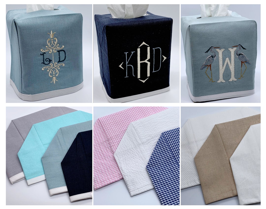 Tissue Box Cover Monogrammed, Customized in Multiple Colors and Styles ...