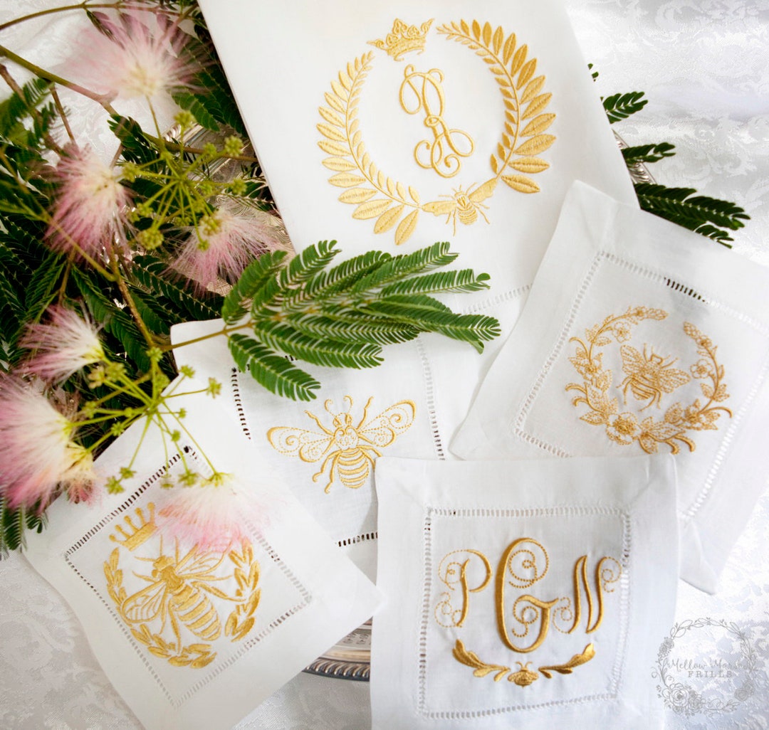 Napoleonic Bees Embroidery for Towels, Cocktail Napkins, Home Linens - Etsy