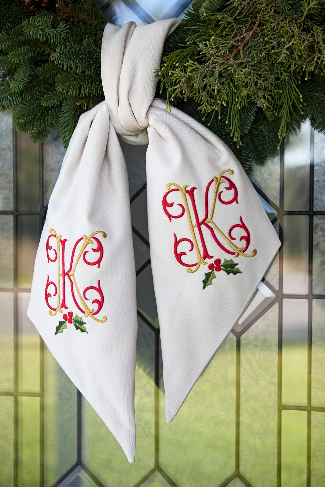 Wreath Sash Monogrammed, Customized, Holiday, Seasonal, Door Decor - Etsy