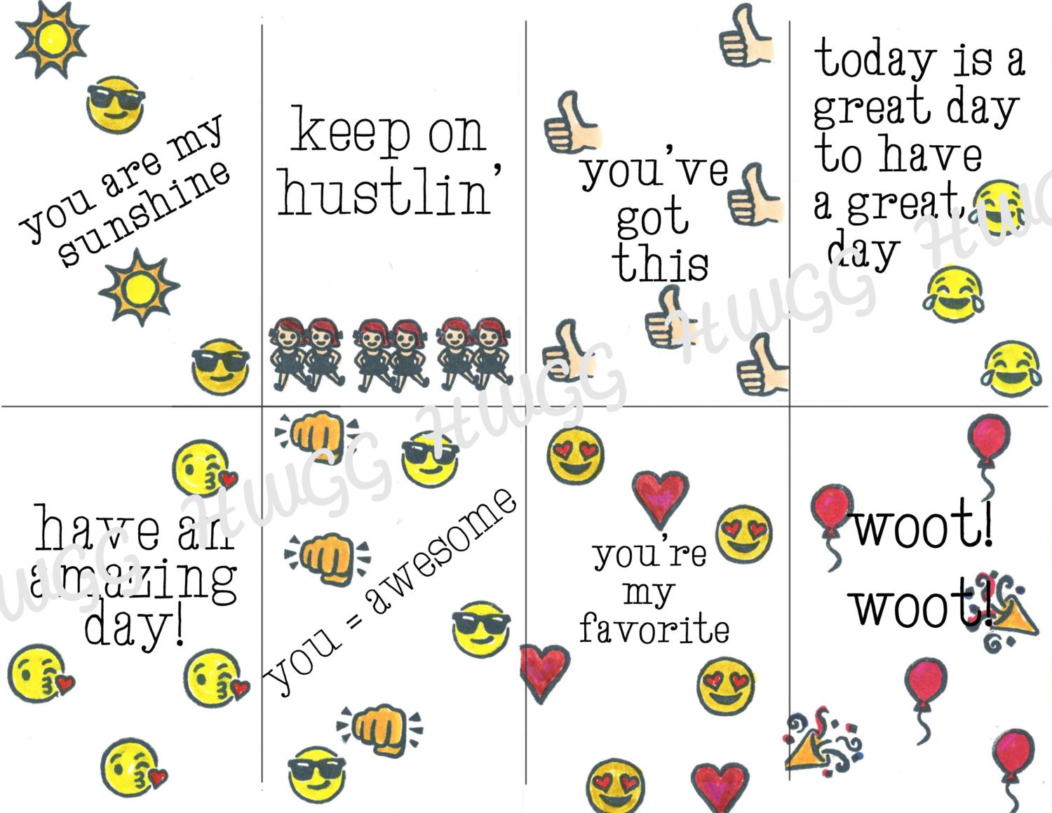 Printable Lunch Box Notes - Emoji Cards, Back to School Lunch Box Cards ...