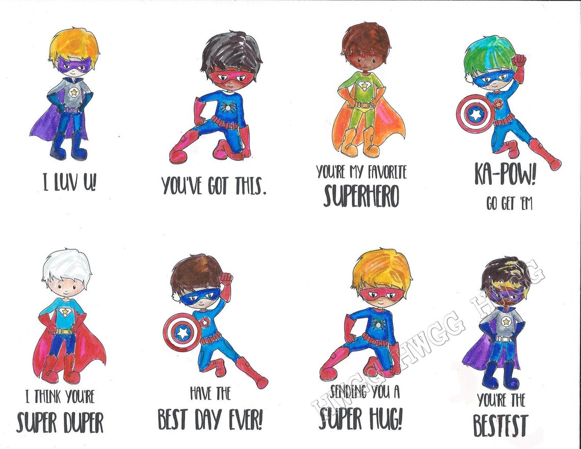 Superhero Lunch Box Notes Superhero Cards Back to School - Etsy