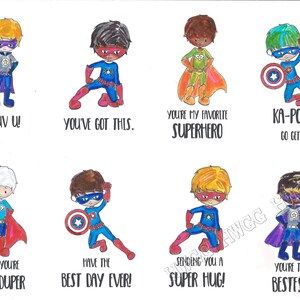 Superhero Lunch Box Notes Superhero Cards Back to School - Etsy