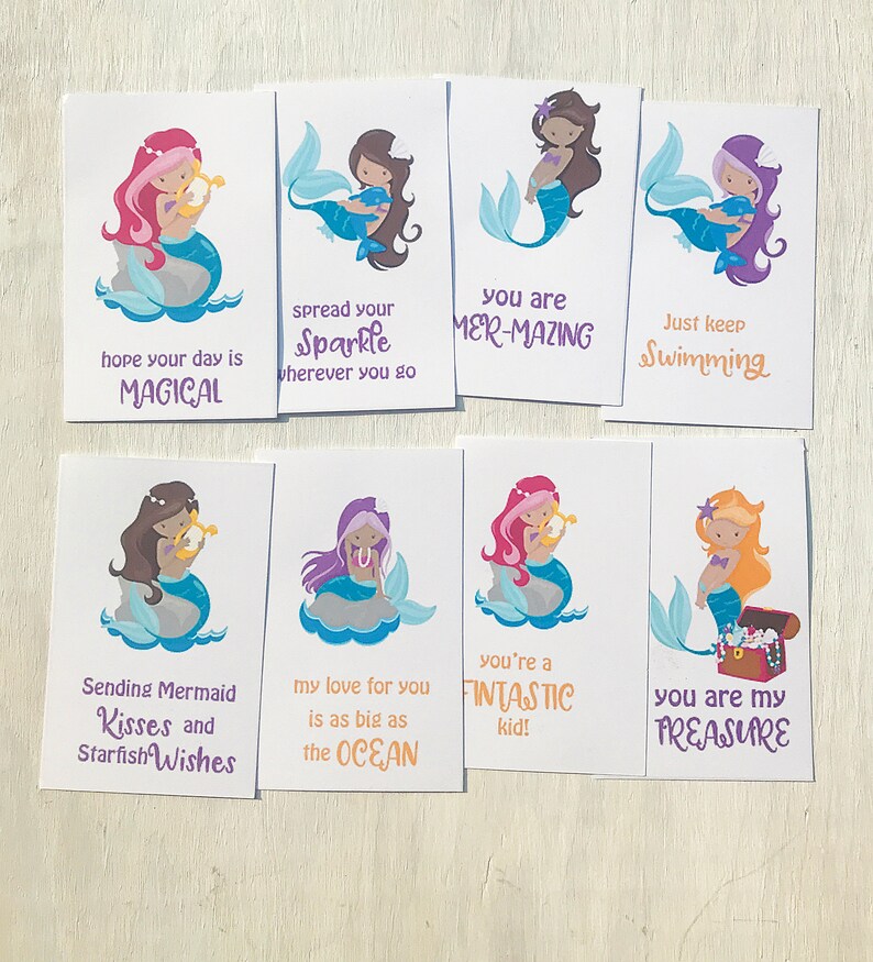 Printable Lunchbox Notes- Mermaid Cards, Back to School Lunch, Instant ...