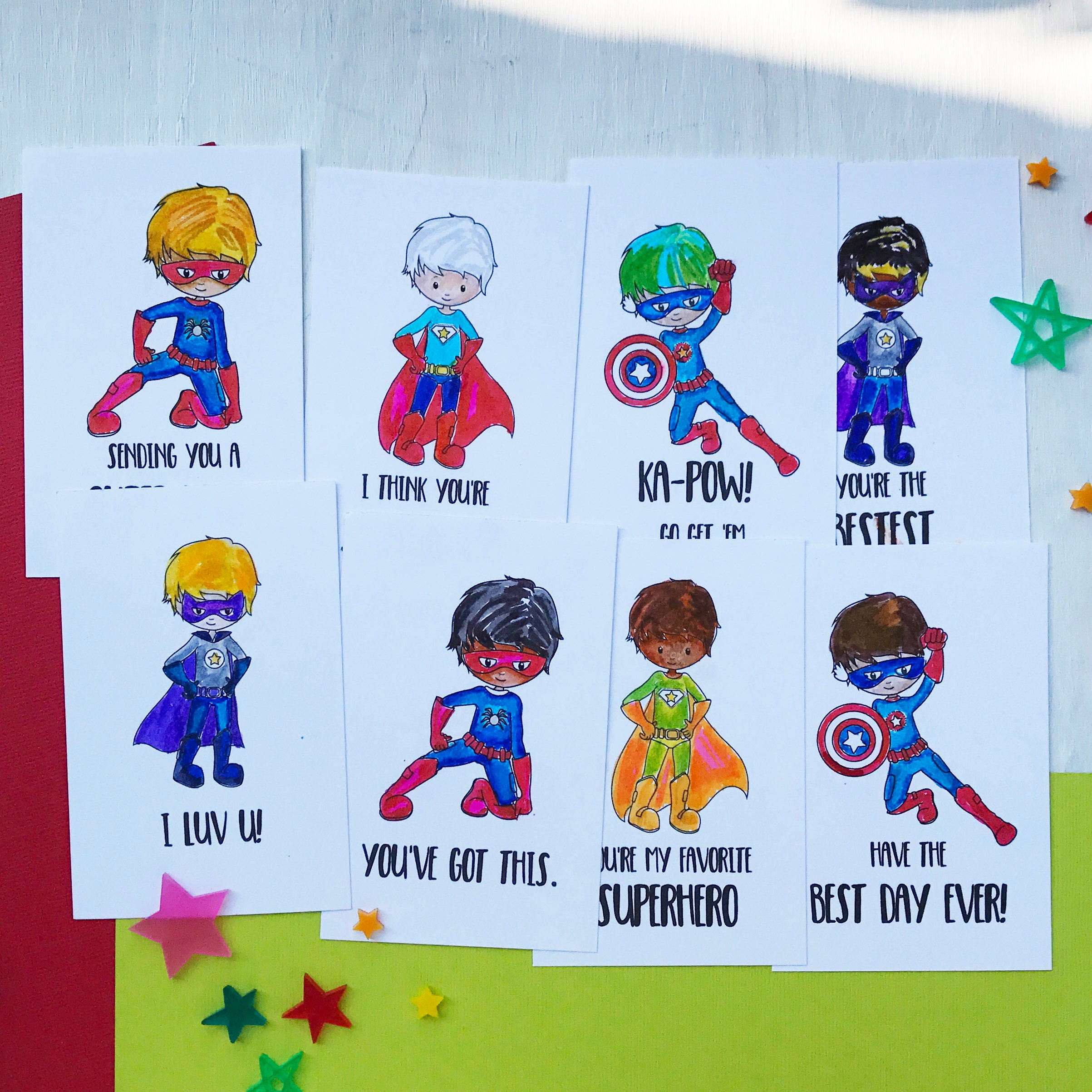 Superhero Lunch Box Notes Superhero Cards Back to School - Etsy