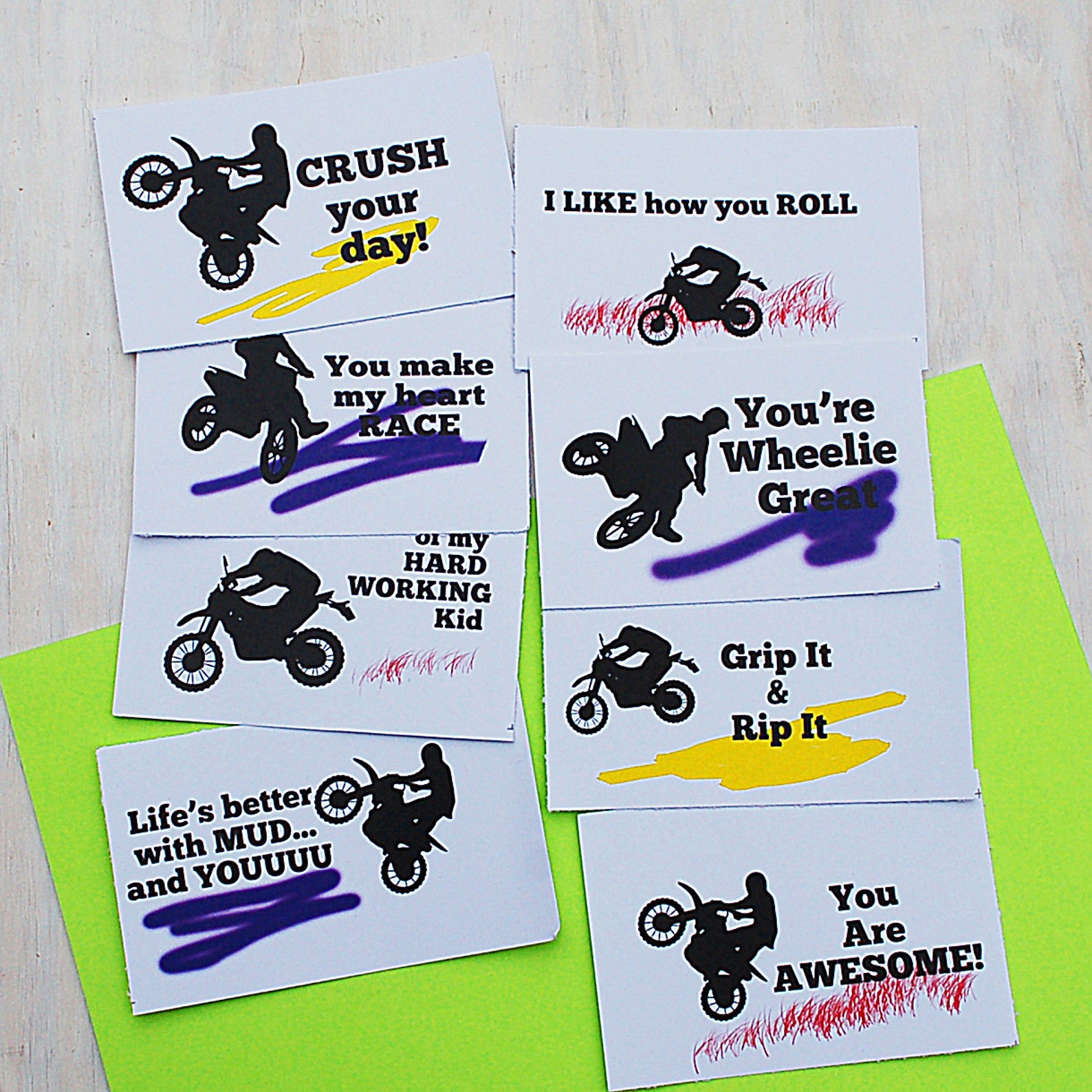Printable Lunch Box Notes - Dirt Bike Lunchbox Notes, Kids Love Cards ...