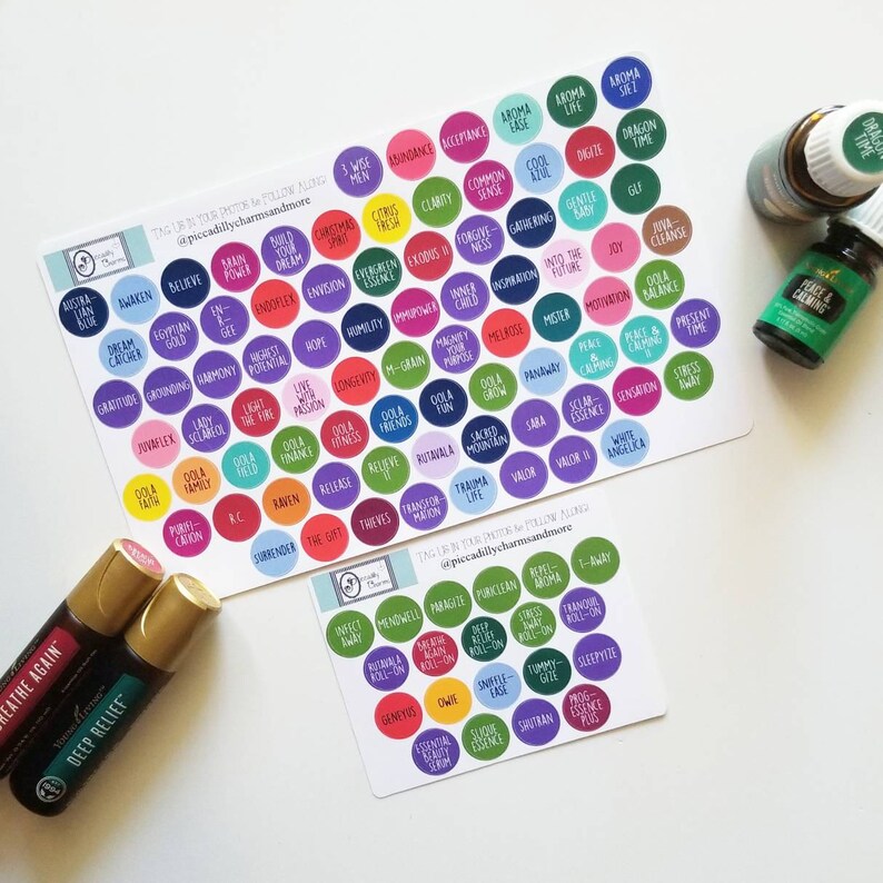 Essential Oil Cap Stickers Single Oils Young Living | Etsy