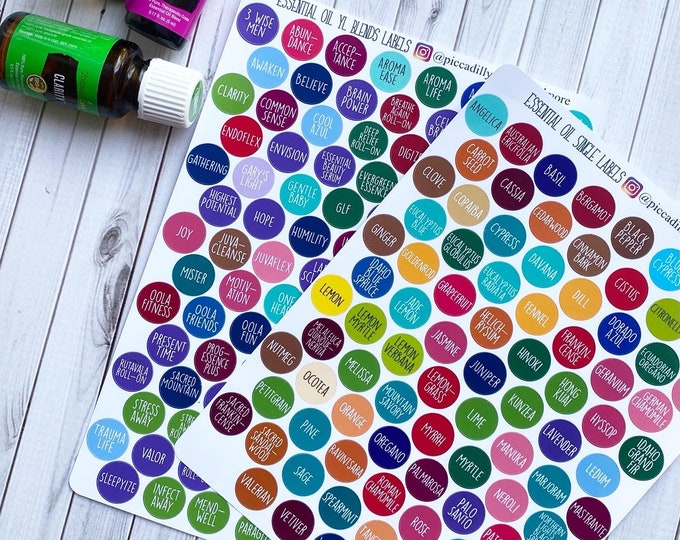 Essential Oil Cap Stickers Single Oils Young Living - Etsy