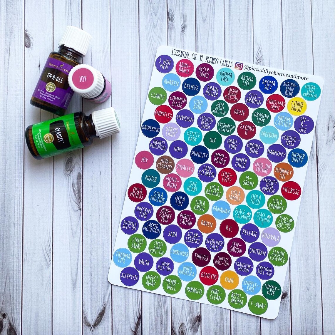 Essential Oil Cap Stickers - Single Oils, Young Living Blends/specialty ...