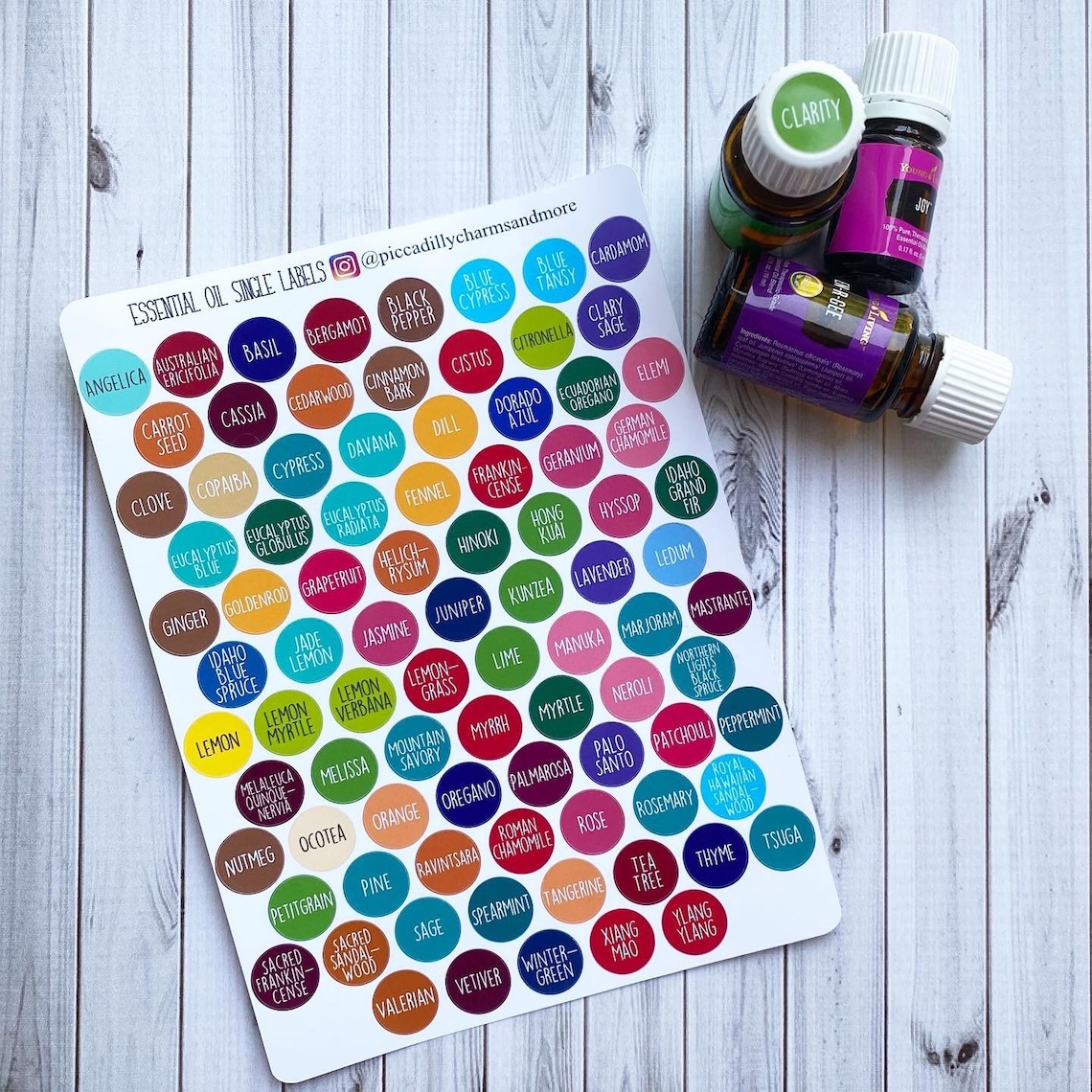Essential Oil Cap Stickers - Single Oils, Young Living Blends/specialty ...