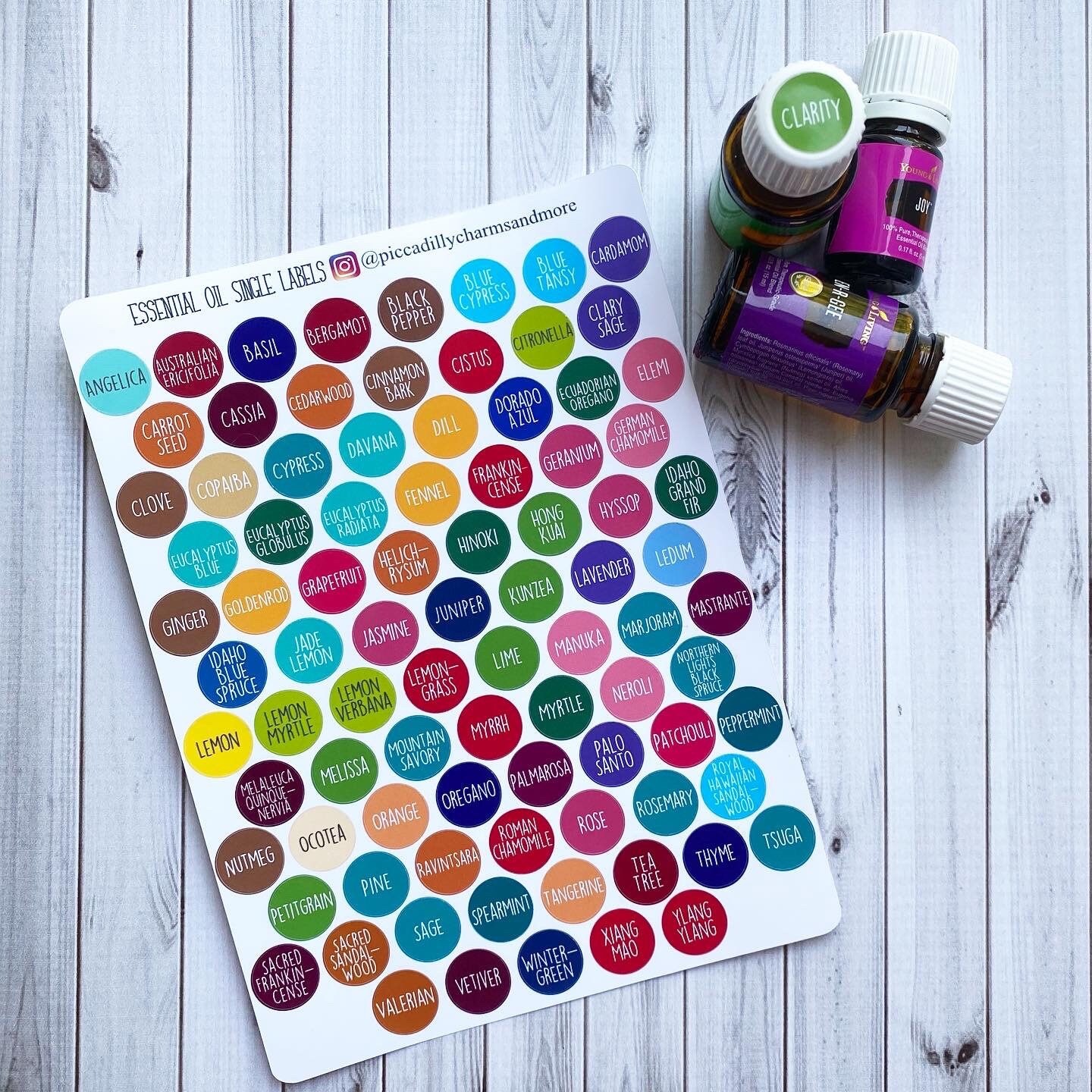Essential Oil Cap Stickers - Single Oils, Young Living Blends/specialty ...