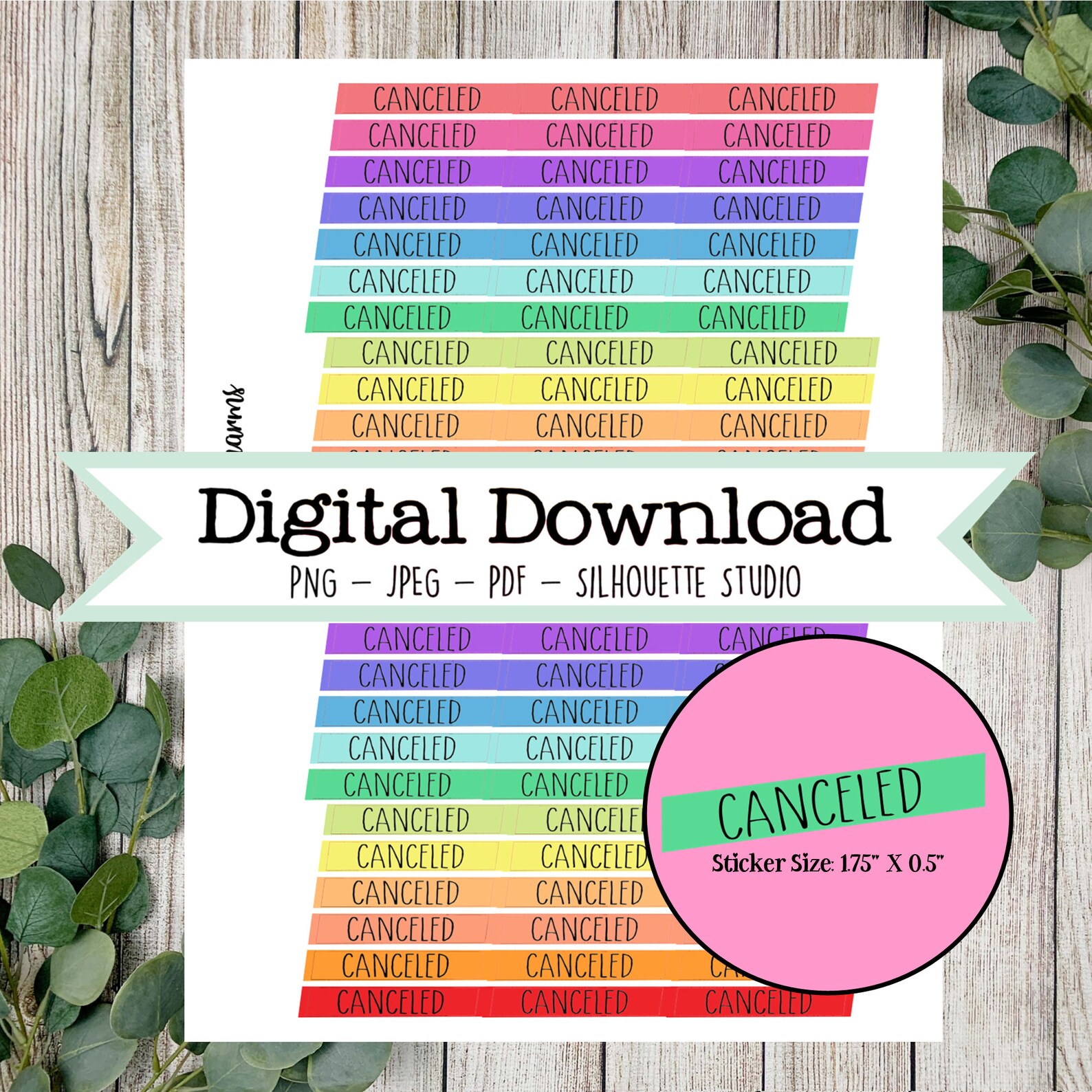 Printable Canceled Banner Stickers brights Digital Download Planner ...