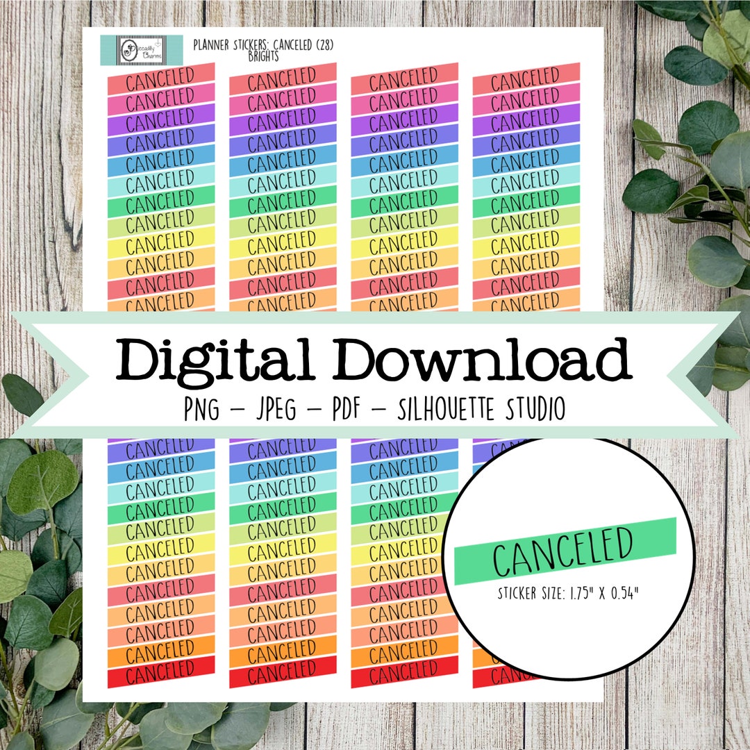 Printable Canceled Banner Stickers brights Digital - Etsy