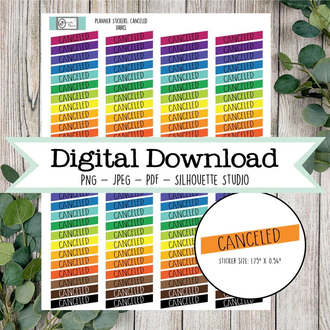 Printable Canceled Banner Stickers darks Digital Download - Etsy