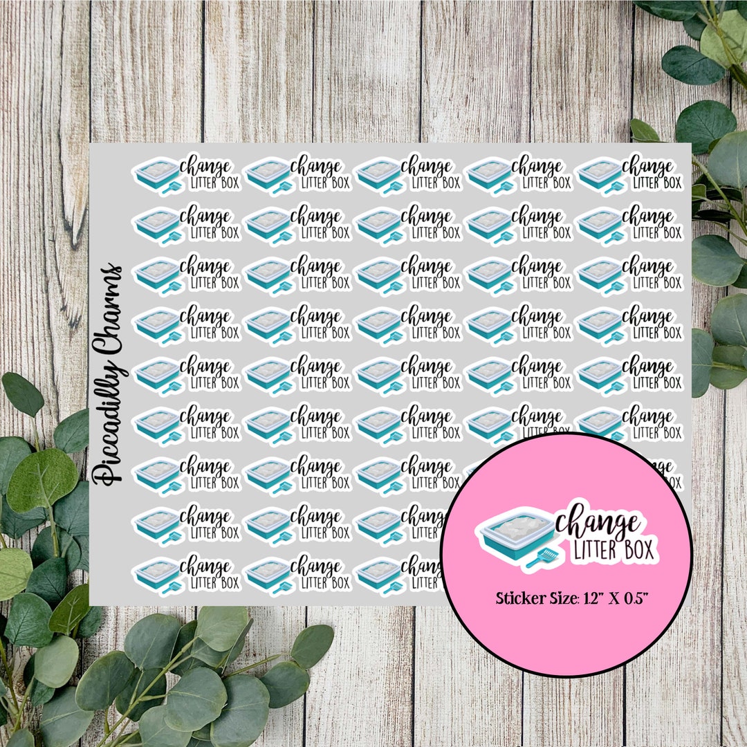 Cat Litter Box Stickers | Set of 45 Cat Litter Box Planner Stickers - Etsy