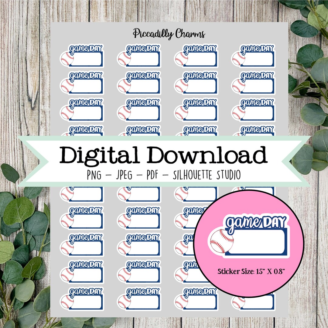 Printable Baseball Game Day Stickers Digital Download Planner