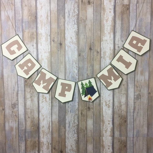 Custom One Happy Camper Banner / Gold Glitter Camping First | Etsy