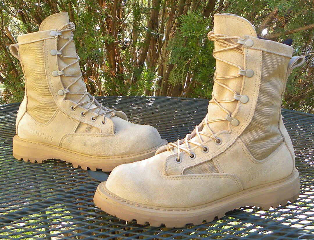 Vintage USA ROCKY Military Suede Boots Desert Tan Leather/cordura ...