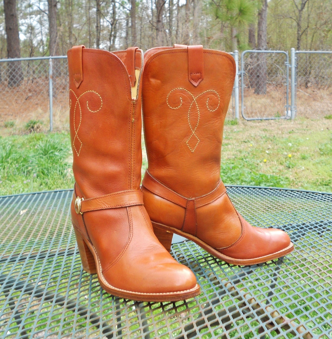 Vintage USA 70s ACME Leather Harness Boots Western Rockabilly DIVA ...