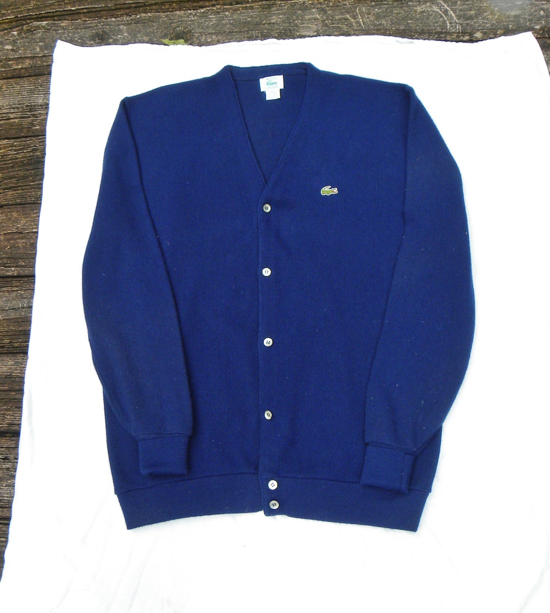 Vintage 70s USA Izod-lacoste Cardigan Sweater Orlon Acrylic Navy Blue Mens XXLT chest 53 - Etsy