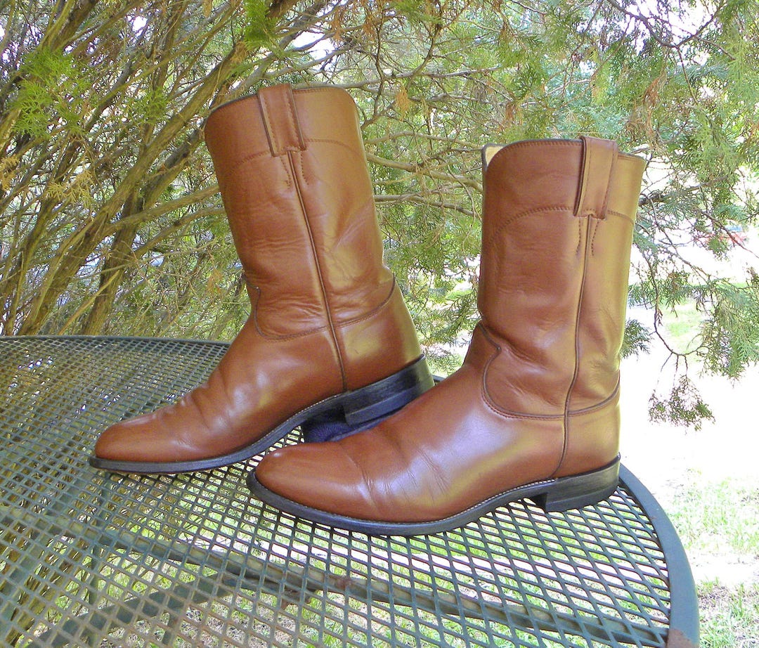 Vintage JUSTIN USA Leather Western Boots Classic Cowboy ROPERS Rodeo Mens 10.5E - Etsy