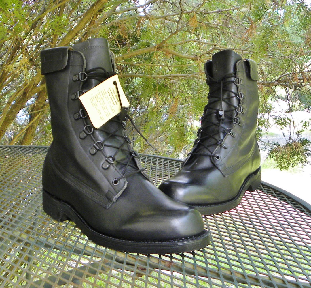 Vintage USA 1991 Addison US Military Issue BOOTS Black Leather Combat 8 ...