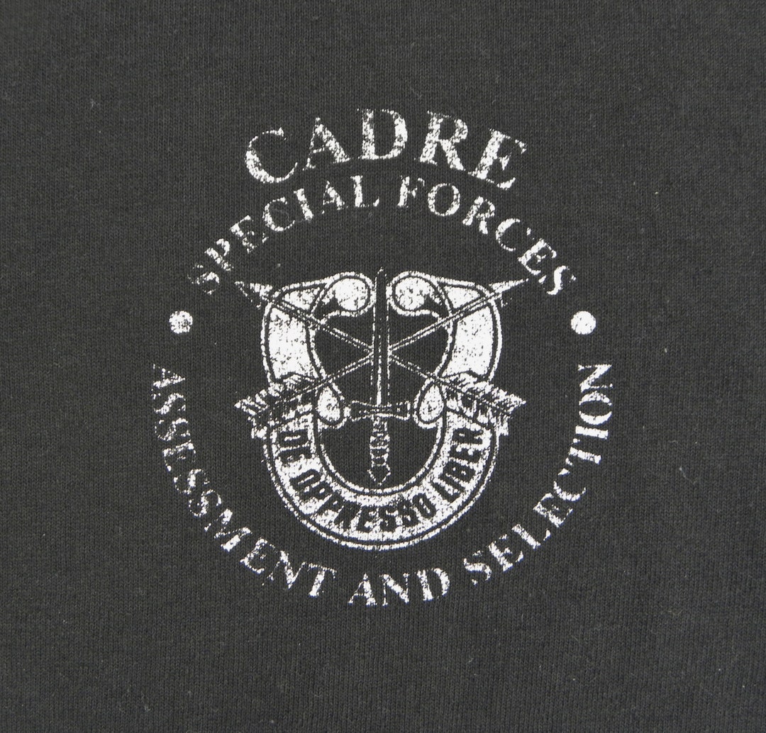 Vintage Military US Special Forces Cadre Tee Shirt Black Q Course ...