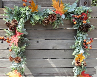 Fall Leaf Garland Fall Pumpkin Mantel Swag Thanksgiving Table Decor ...